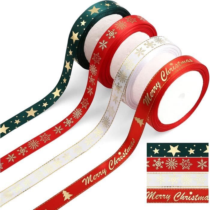 Ruban de Noël, DIY Rubans Décoratifs pour Emballage Cadeau, Ruban Tissu ...