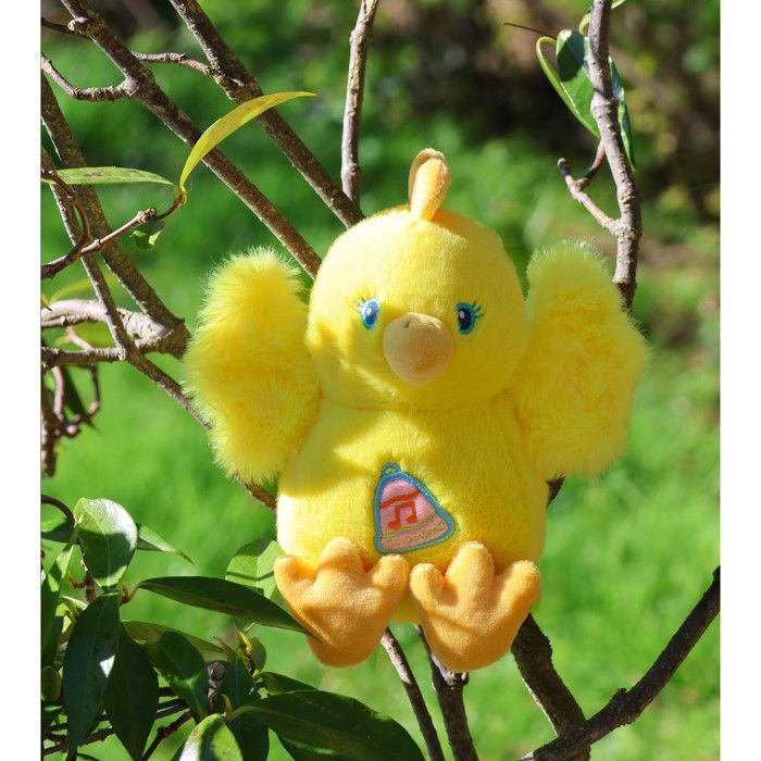 Peluche - Peluche Poussin jaune avec cloche rose clair - Piou Piou ...