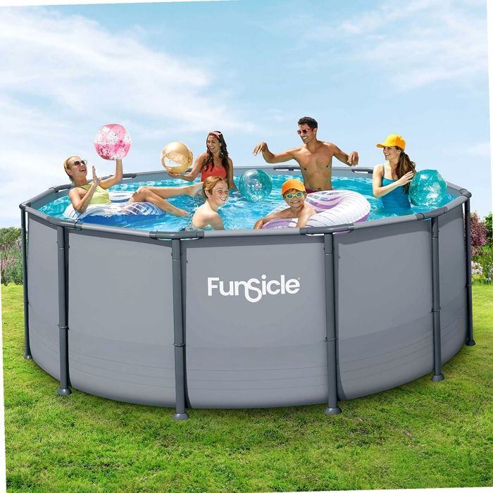 Piscine tubulaire ronde Funsicle grise Ø3,66m x h1,22m - Cdiscount Jardin