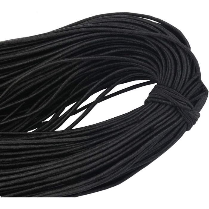 Corde élastique Noir 1 mm Corde élastique en tissu pour loisirs ...