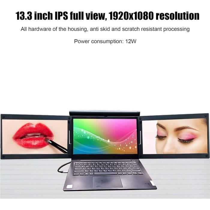 Triple Moniteur Portable Pour Extension D'Écran D'Ordinateur Portable ...