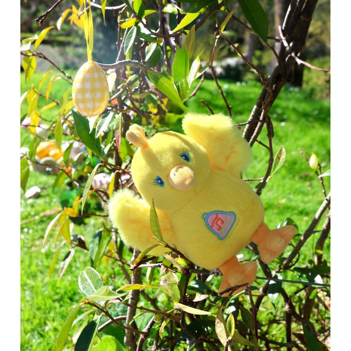 Peluche - Peluche Poussin jaune avec cloche rose clair - Piou Piou ...