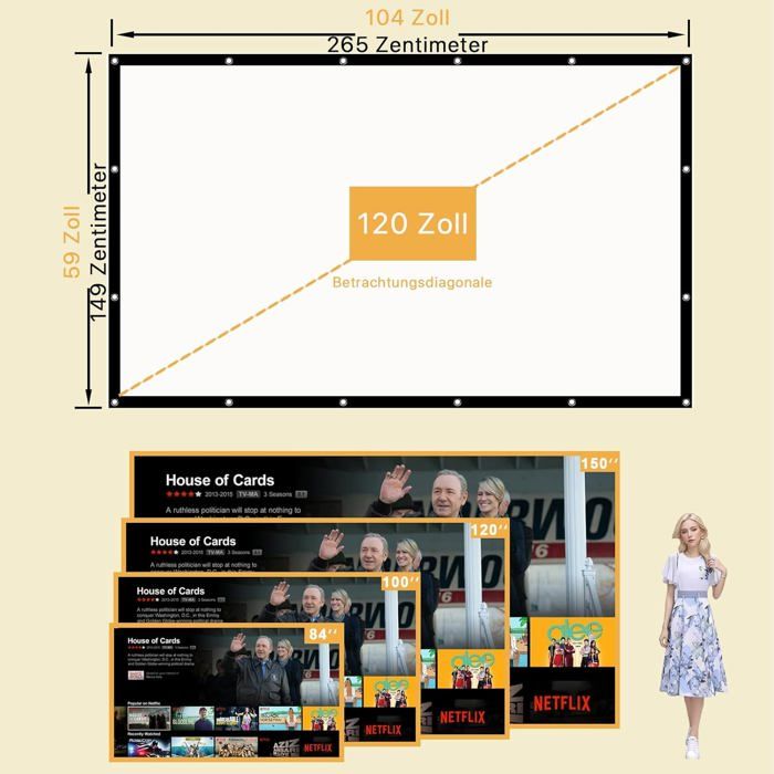 Écran de projection pliable 120"-KAL-Étanche,épais,double face anti ...