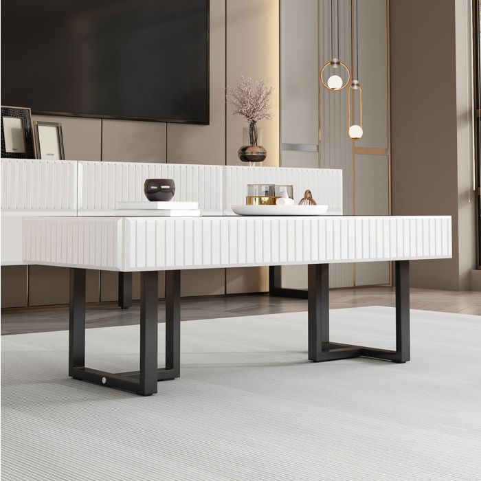 Table basse rectangulaire noir et blanc à plateau brillant 110 x 50,5 x ...