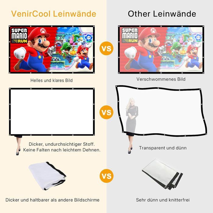 Écran de projection pliable 120"-KAL-Étanche,épais,double face anti ...