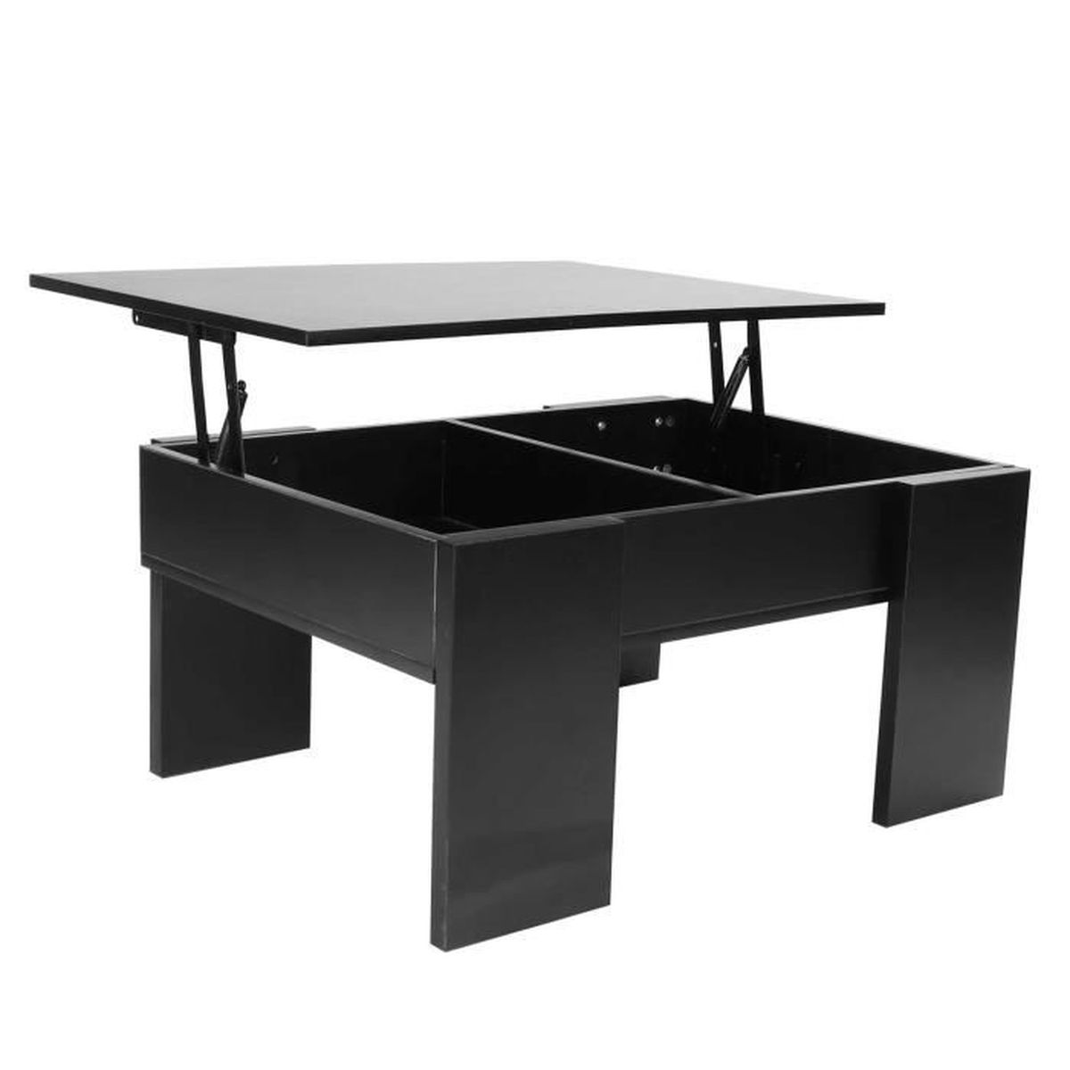Table basse réglable en hauteur avec rangement - SURENHAP - MDF - Noir ...