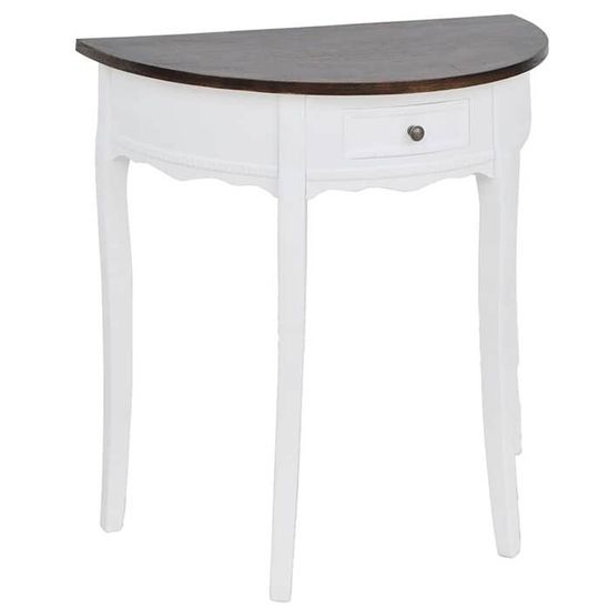 Table console demi-ronde avec tiroir - VIDAXL - 80x40x78 cm - Blanc et ...