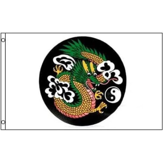 Drapeau Dragon Chinois Yin Et Yang 150X90Cm - Drapeau Dragons Chine 90 ...