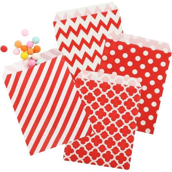 100pcs Sac Cadeau Rouge Petit Sac en Papier pour Fête Anniversaire ...