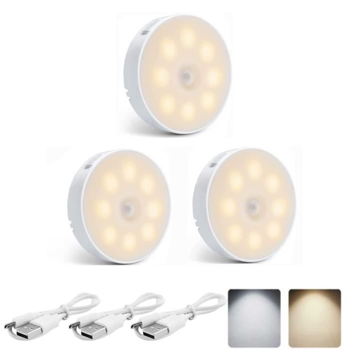 Lampe Détecteur de Mouvement - 3pcs - LED - Rechargeable USB ...