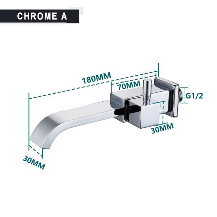 Robinet froid dissimulé dans le mur,bec de ark mural,or brossé,noir ...