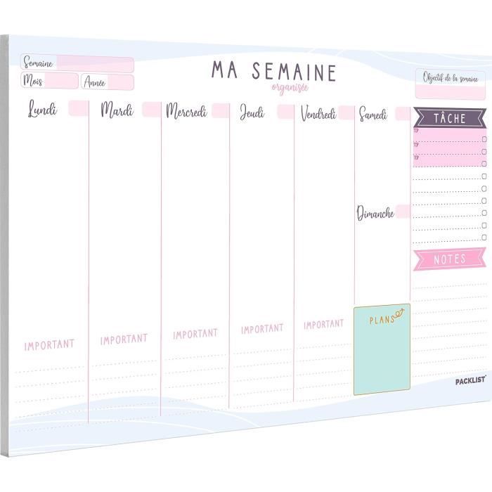Planning Semaine - Planificateur Hebdomadaire A4 - Weekly Planner ...