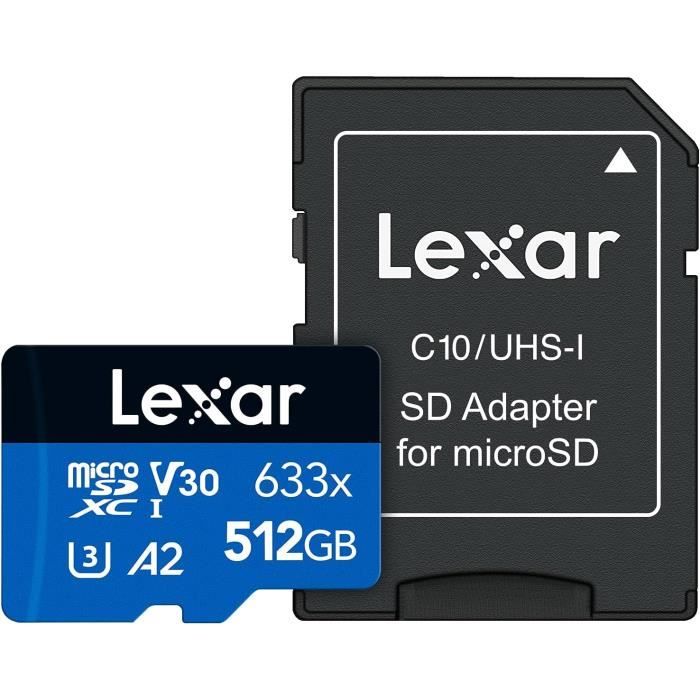 Carte Micro SD 512 Go,Carte microSDXC UHS-I,Jusqu'à 100 Mo-s en Lecture ...
