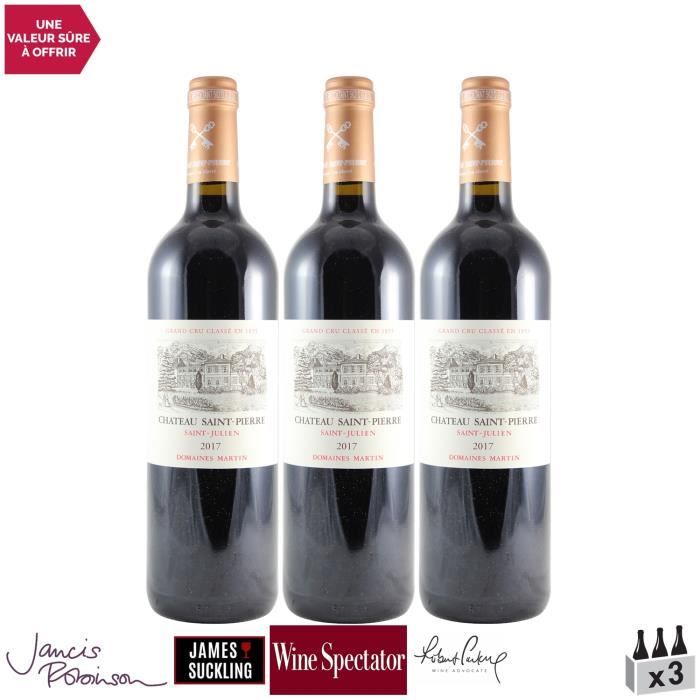 Château Saint-Pierre Rouge 2017 - Lot de 3x75cl - Vin Rouge de Bordeaux - Appellation AOC Saint ...