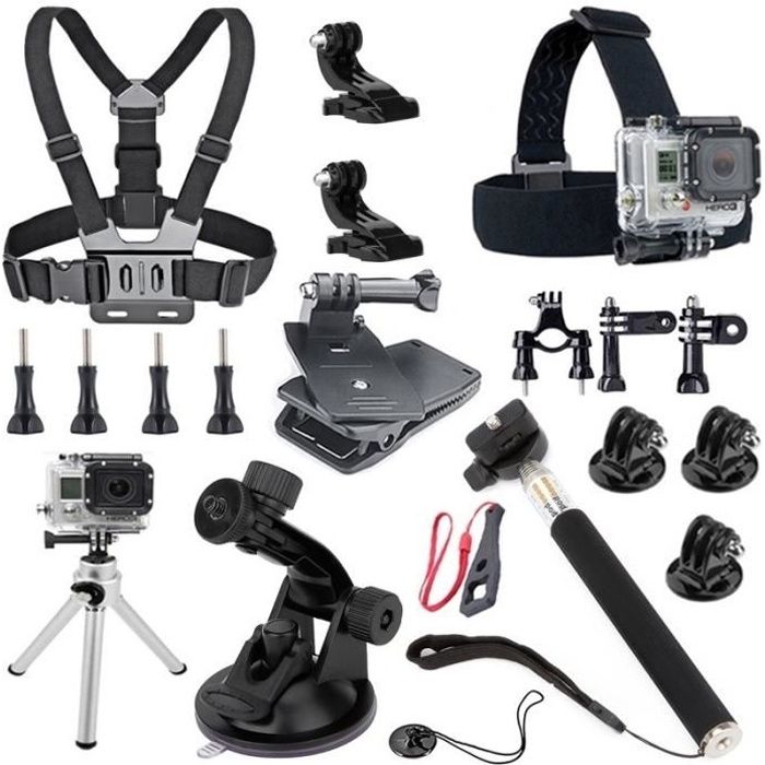 Gopro Accessoires Kit 18 en 1 Set Chest Head Strap pour Gopro Hero 4 3 ...