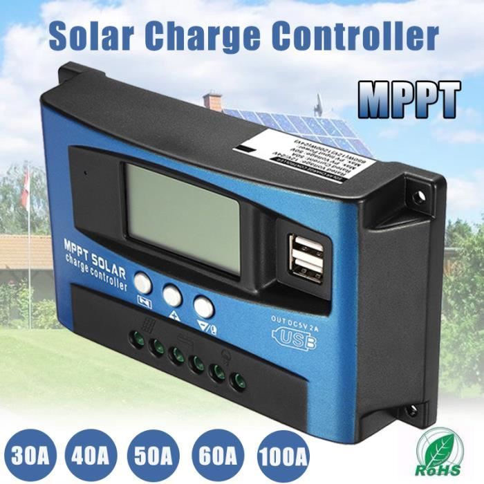 30A - Contrôleur de Charge MPPT pour panneaux solaires, 12V-24V,avec double minuterie et écran ...