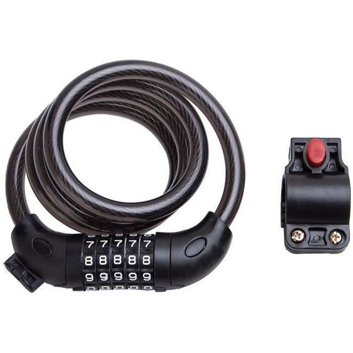 AMHYV Ecent Câble Antivol Vélo à Code Cadenas de vélo à 5 chiffres 1,2 ...