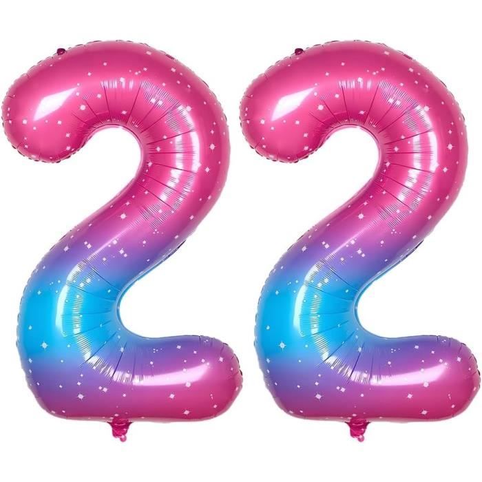 40 Pouces Foil Ballons Chiffre 22 Rose-Bleu (101Cm), Gonflable Hélium ...