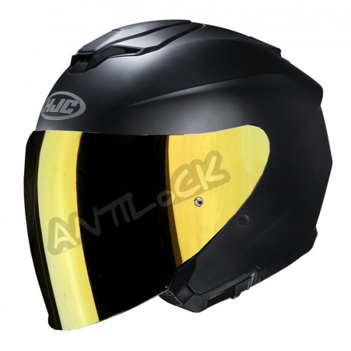 HJC JET i30 SEMI MAT NOIR AVEC VISIÈRE MIROIR OR - Cdiscount Auto