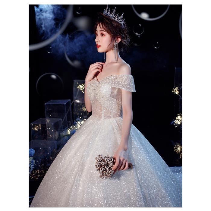 Robe de mariée principale à une épaule, ciel étoilé, mariée d'été Mori ...