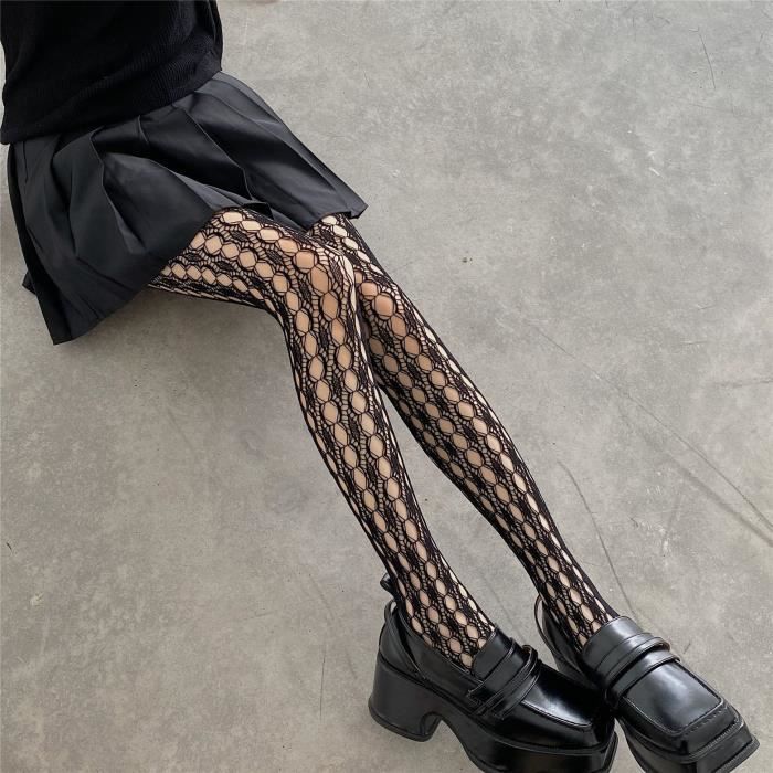 Collant,Bas résille en dentelle style gothique pour femme, bas à ...