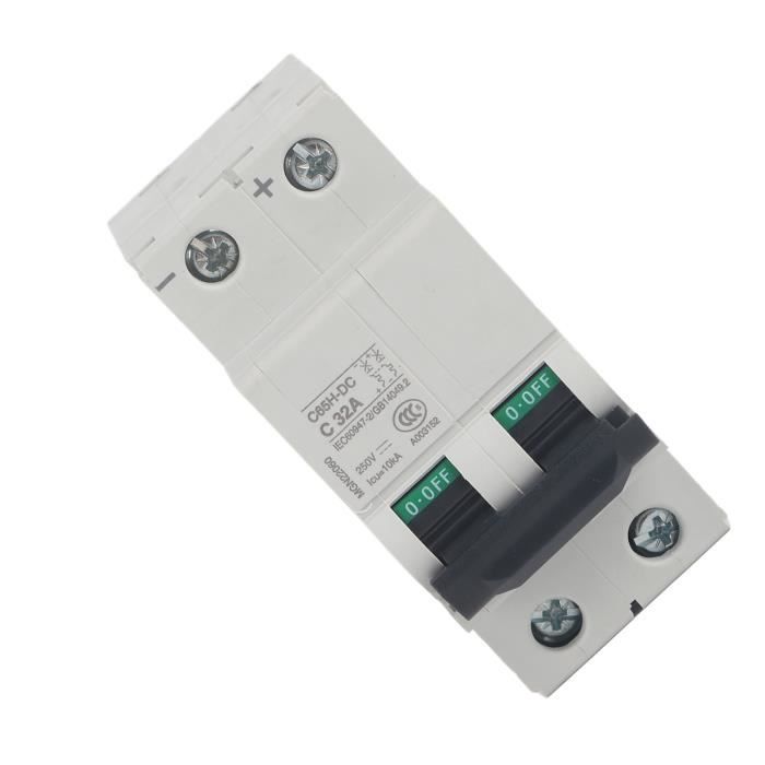 Disjoncteur électrique miniature C65H-DC - QQMORA - 2P 250V (32A) - Magneto-thermique - 10 kA ...