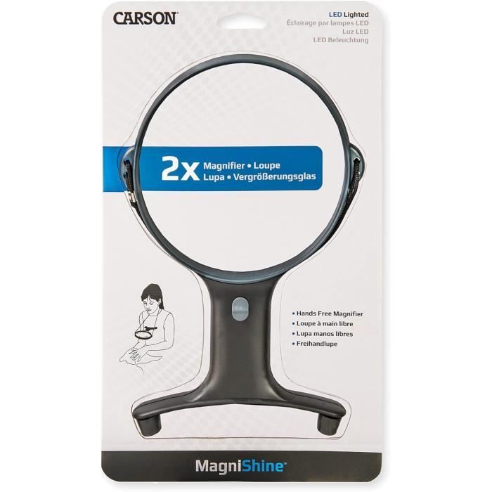 Carson MagniShine loupe à mains libres, grossissement de 2x, fonction éclairage par LED (HF-66 ...