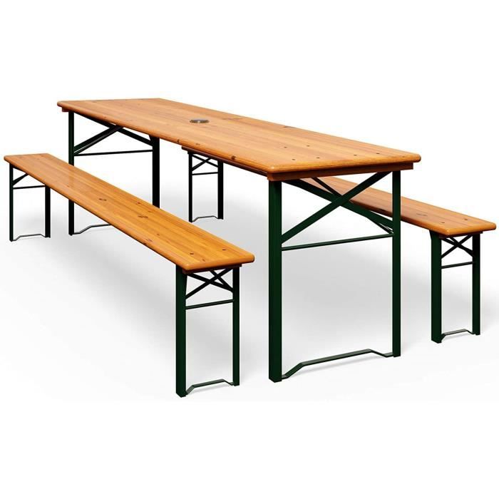 Casaria Ensemble Table et bancs Bois Pliant Meuble de Jardin 3 Pieces ...