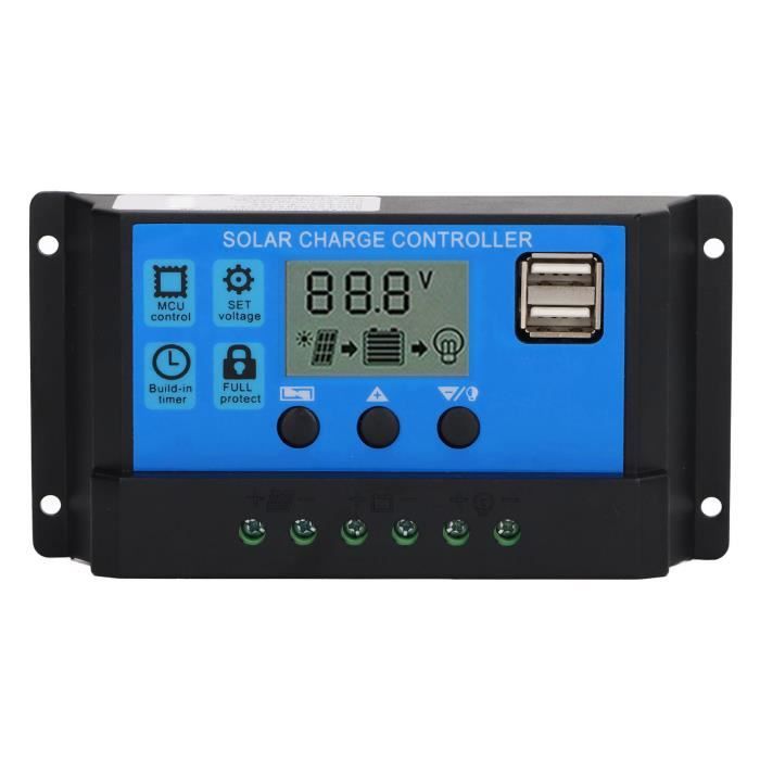 Contrôleur de panneau solaire 12V 24V PWM régulateur photovoltaïque LCD affichage chargeur ...