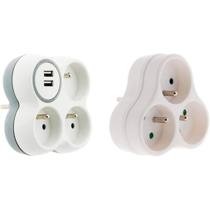 Triplite 16A 2P+T + 2 Ports Usb & Triplite 3X 16A Triangulaire Blanc ...