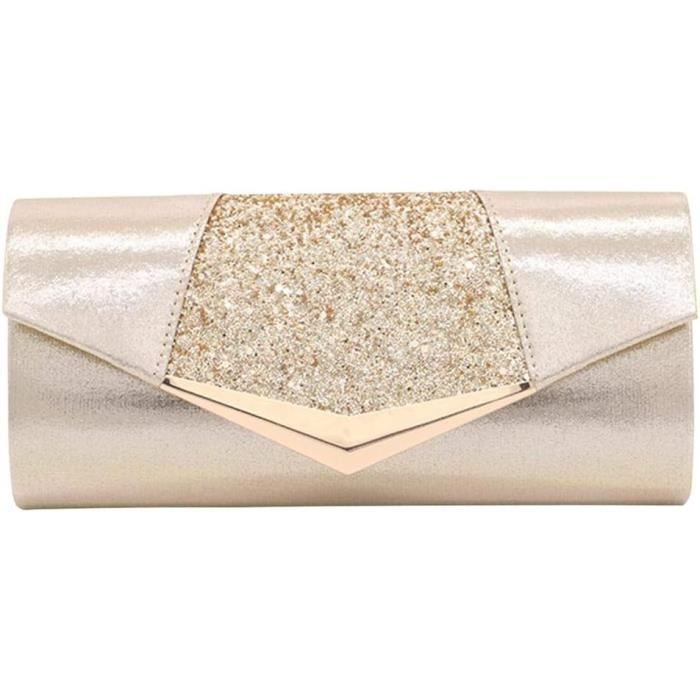 Pochette Sac De Soirée Mariage À Main Laqué En Paillettes Brillant Doré ...
