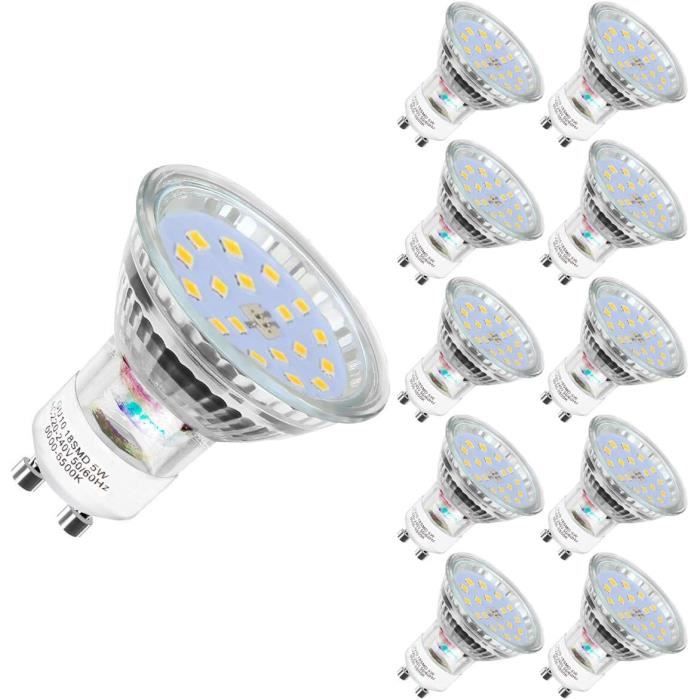 Ampoules Led Gu10, 5W Équivalent 60W, 600Lm, Blanc Froid 6000K, 120° Larges Faisceaux, Ampoules ...