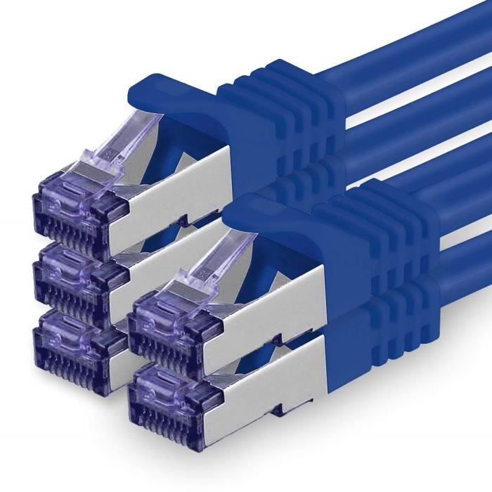 Cat.7 Câble Réseau 0,5M - Bleu - 5 Pièces Cat7 Câble Ethernet Poe Lan ...