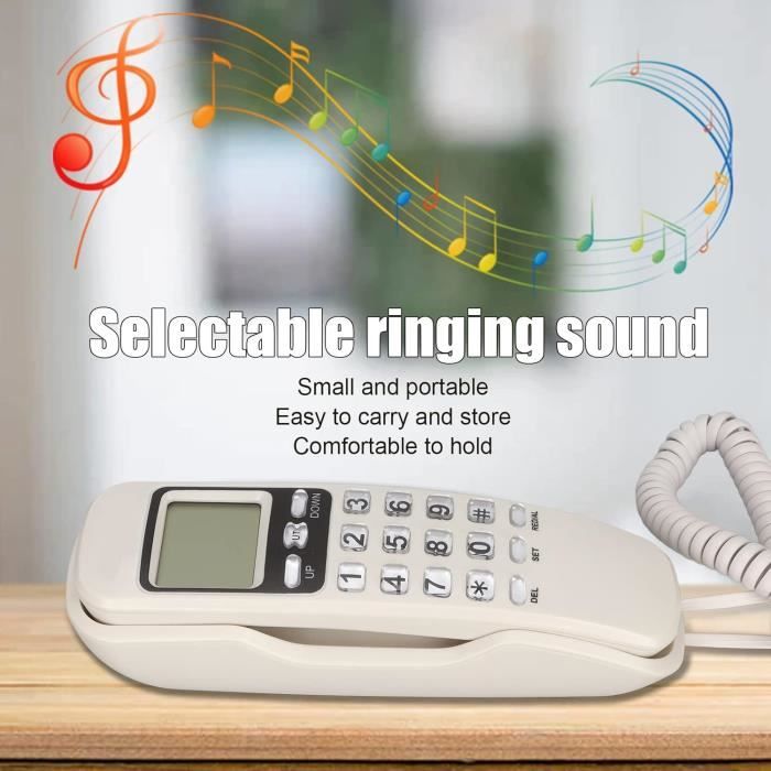 Téléphone fixe filaire, fixation murale ou de bureau, téléphone domestique avec rappel du ...