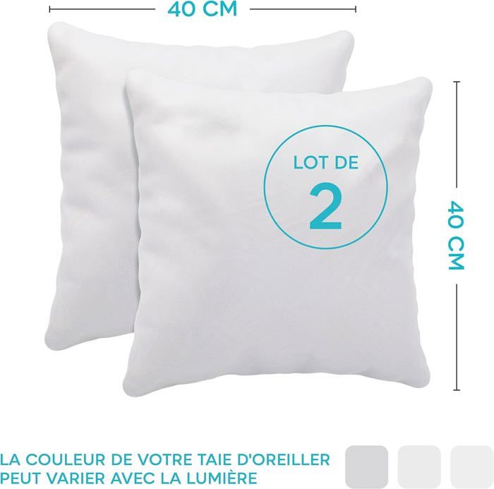 Taie Oreiller 40x40 cm (Lot de 2) - 100% Coton Jersey 150 g/m² - Blanc ...