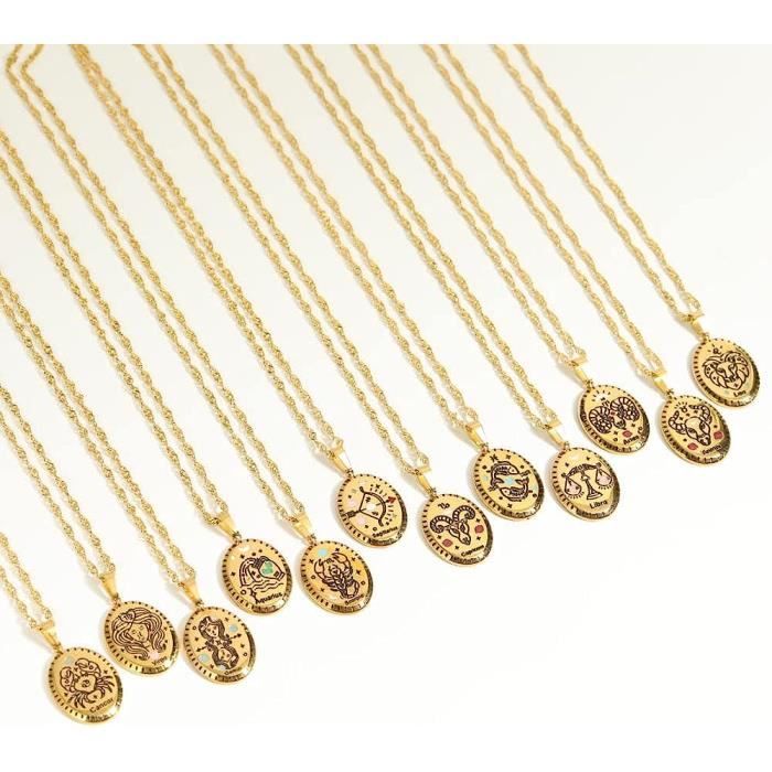 Femme Acier Inoxydable Signes Du Zodiaque Collier 12 Constellation ...