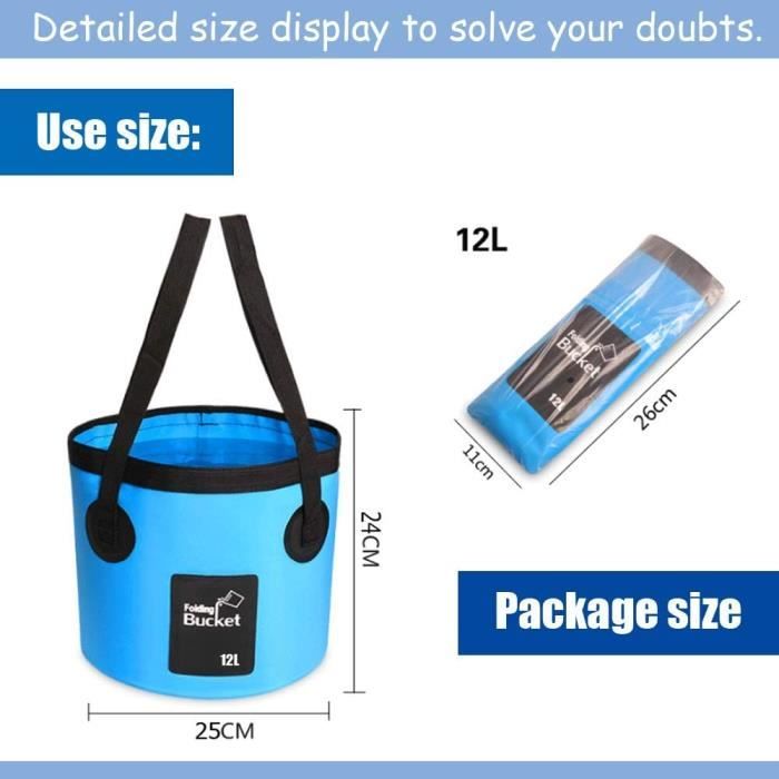 Seaux Pliables Seau Pliant Étanche Robustes,(12L) Pliables,Pour Camping ...