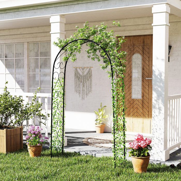 Arche de Jardin Outsunny Acier 125x37x230cm Noir - Cdiscount Jardin