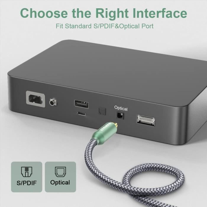 Câble Optique Audio 3M, Fibre Optique Toslink Numérique Prises Plaqué ...