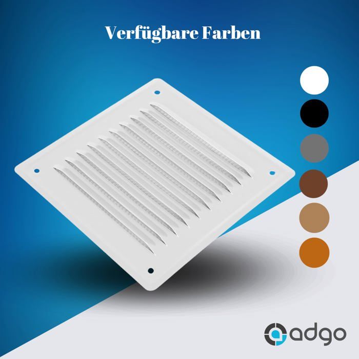 Grille d'aération plate 16,5x16,5 cm blanche avec moustiquaire - ADGO ...