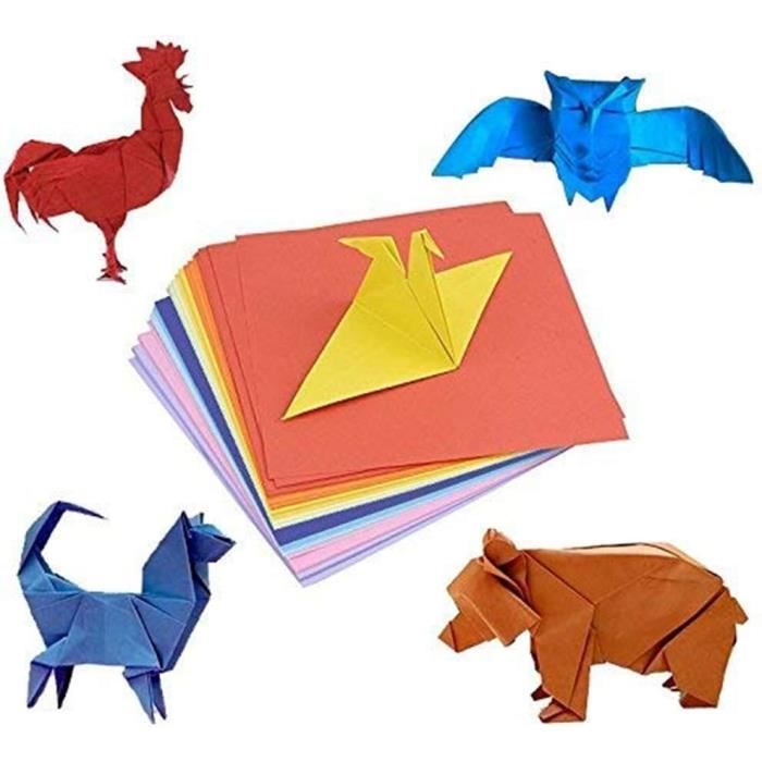 Papier Origami,Couleur Papier 100 Feuilles 10 x 10 cm Double Face Papier Plié pour Enfants pour ...