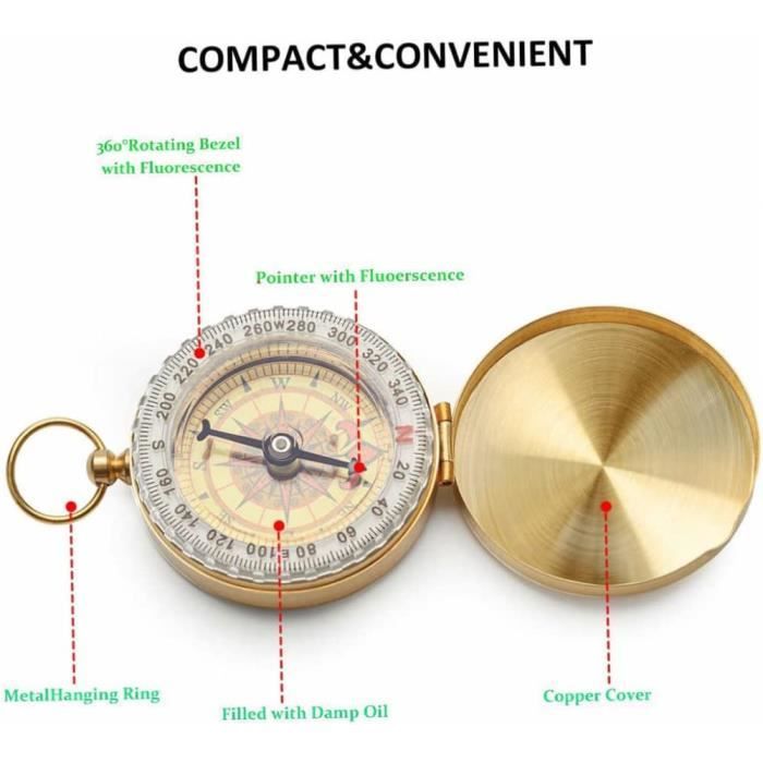 Boussole portable, boussole Flip Compass Navigation Pocket montre ...