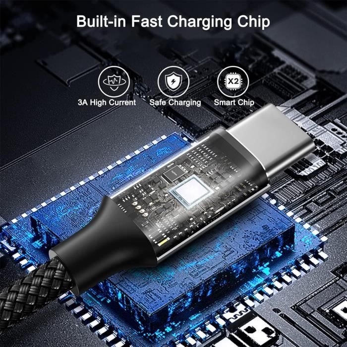 Câble Multi Usb,4 En 1 Multi Chargeur Usb Câble Universel En Nylon ...