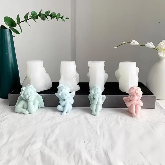 Moules À Bougies 3D En Silicone, 5 Pièces Moule Pour Bougies Anges Diy ...