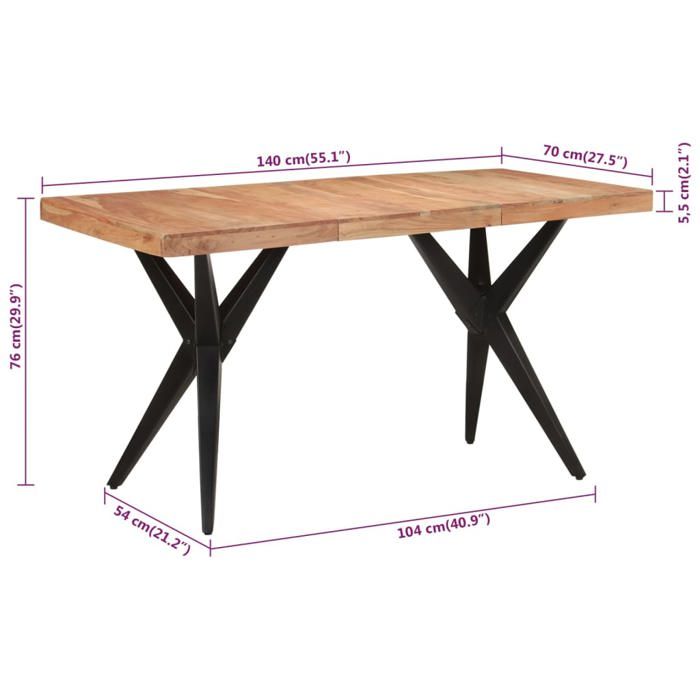 Bon marché * Table à dîner - JILL'S Table cuisine - noir 140x70x76 cm ...