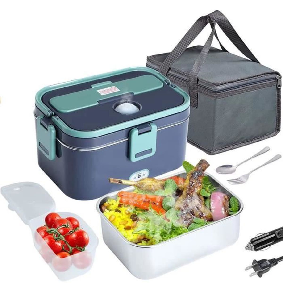 3 en 1 Lunch box isotherme,Boîte Repas gamelle Chauffante,1.8L ...