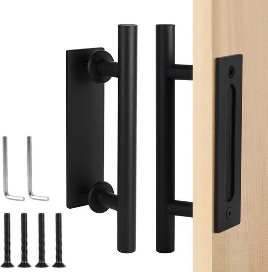 30Cm Noir Poignee De Porte Coulissante 2 Pice Poigne Porte Grange ...