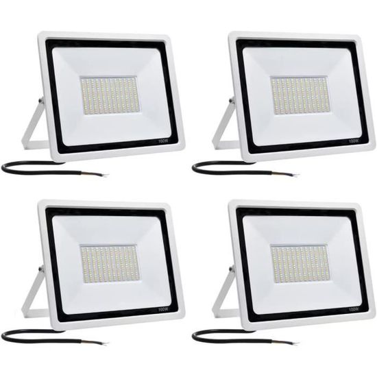Lot de 4 projecteurs de sécurité LED 100 W - 3 températures de couleur ...