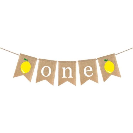 Toile de jute bannière d'été sur le thème bébé citron anniversaire ...