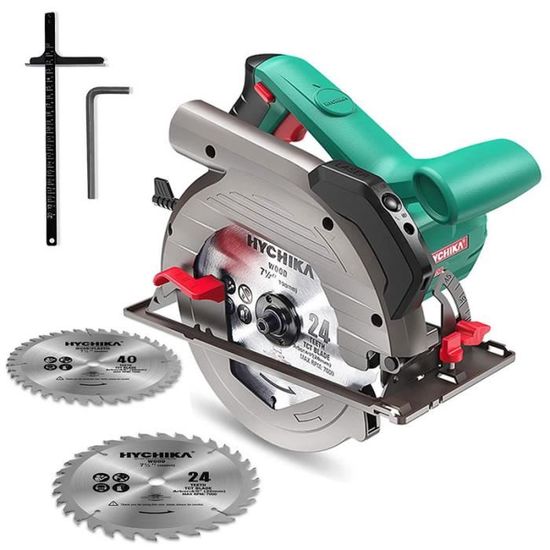 Scie Circulaire HYCHIKA 1500W, 4700PRM, 2 Lames de Scie Ø 190mm (40T ...
